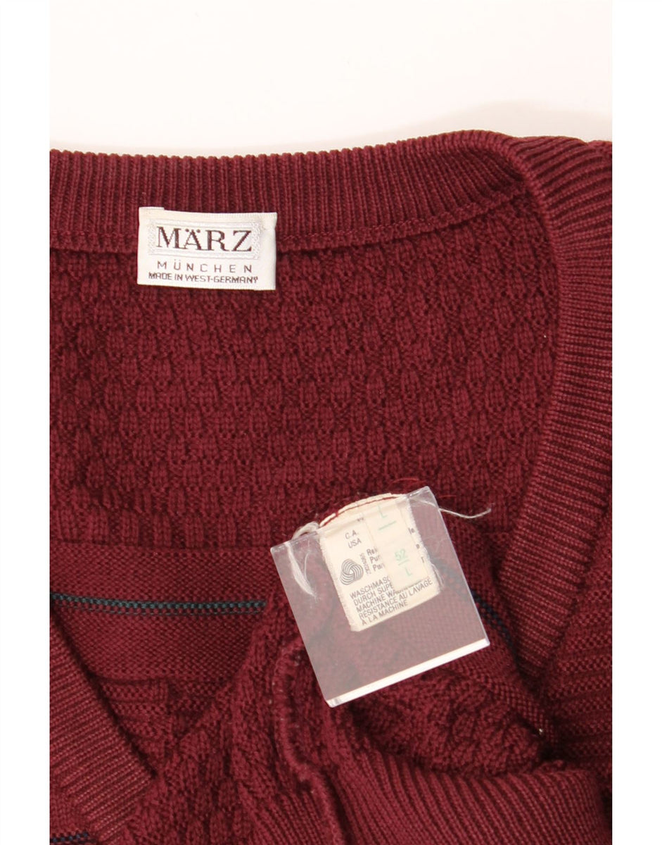 MARZ Mens Vest Tank Top Large Red Striped New Wool | Vintage & Second ...