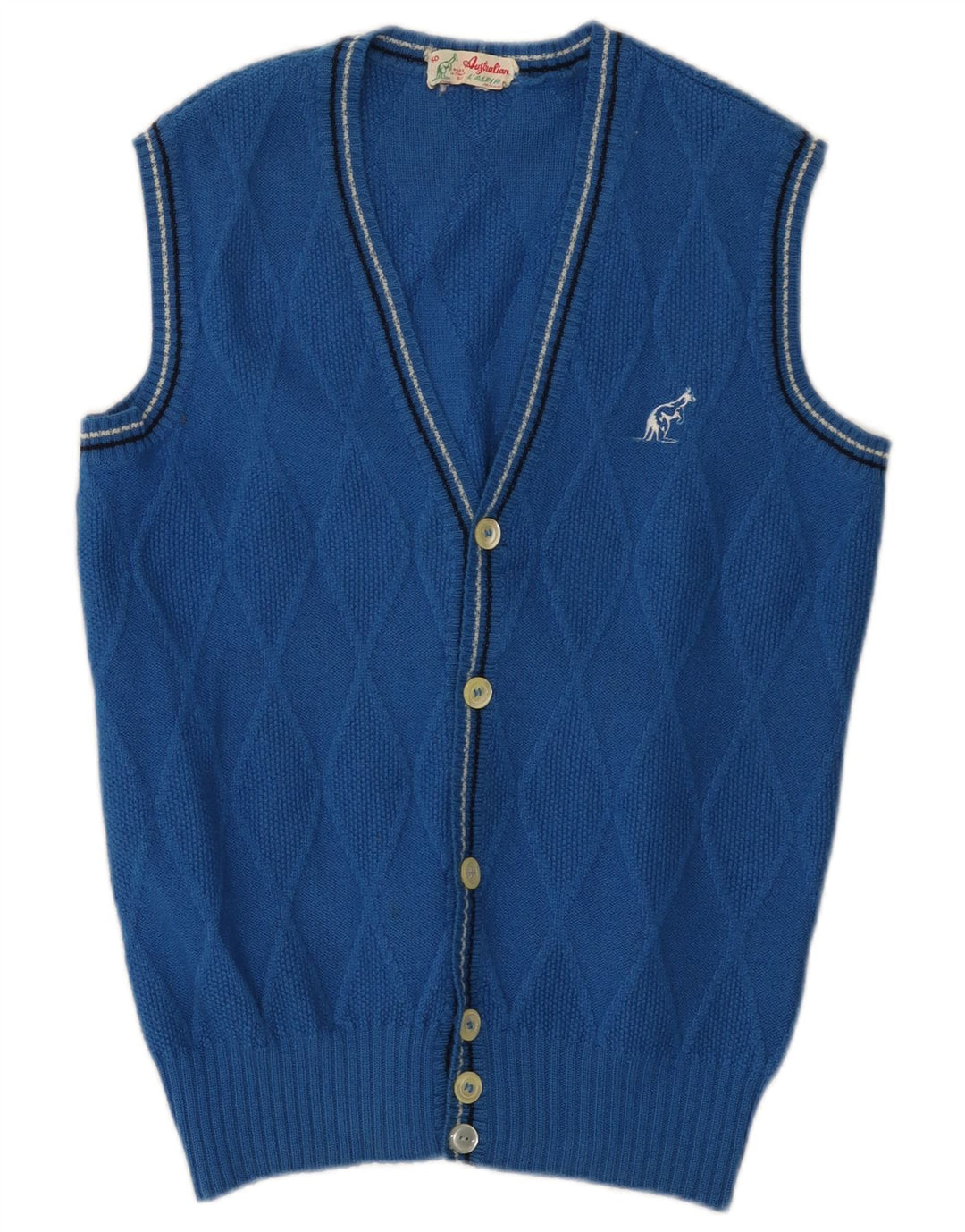 AUSTRALIAN L'ALPINA Mens Cardigan Sweater IT 50 Medium Blue Argyle/Dia ...