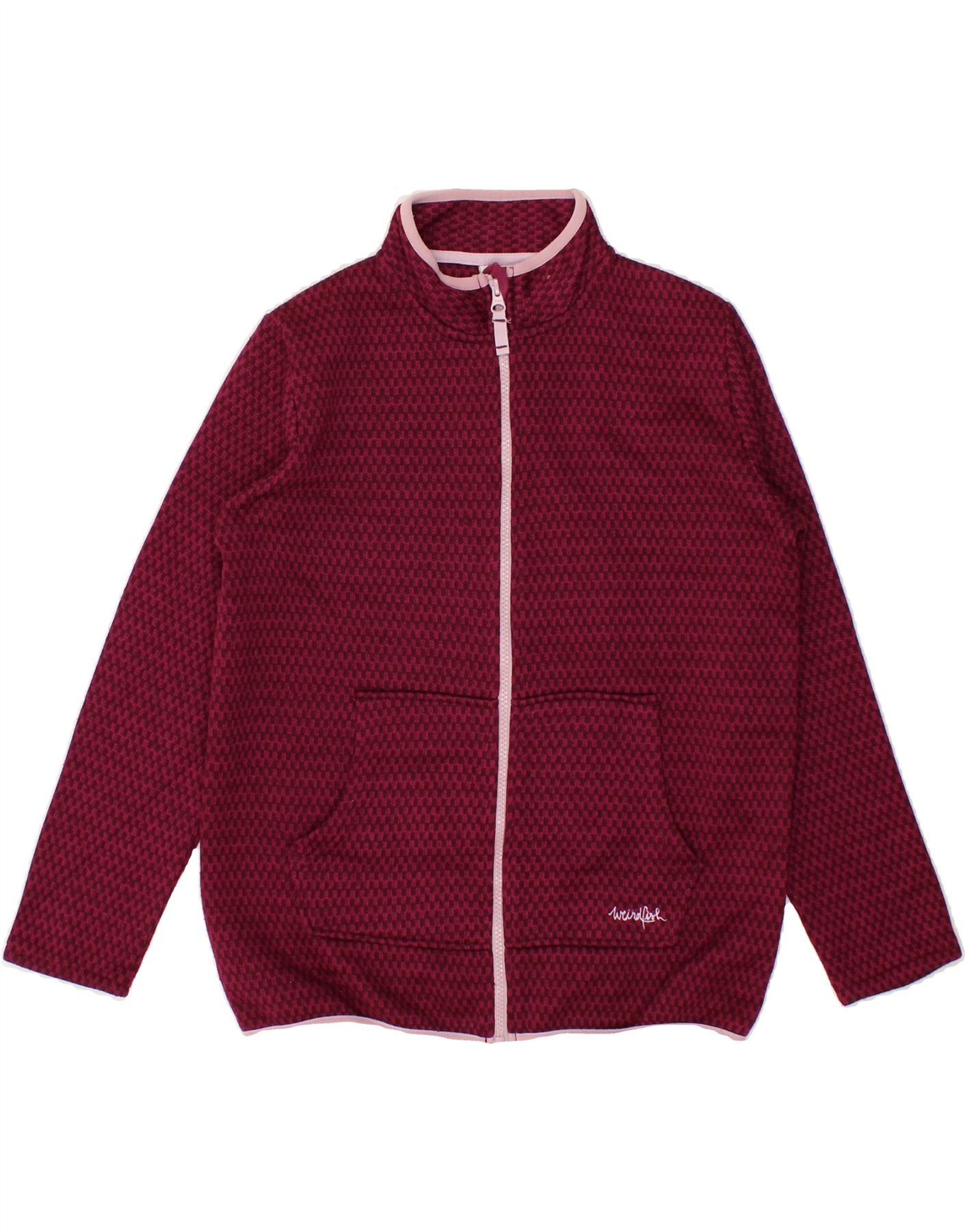 WEIRD FISH Girls Tracksuit Top Jacket 13-14 Years Burgundy Chevron ...