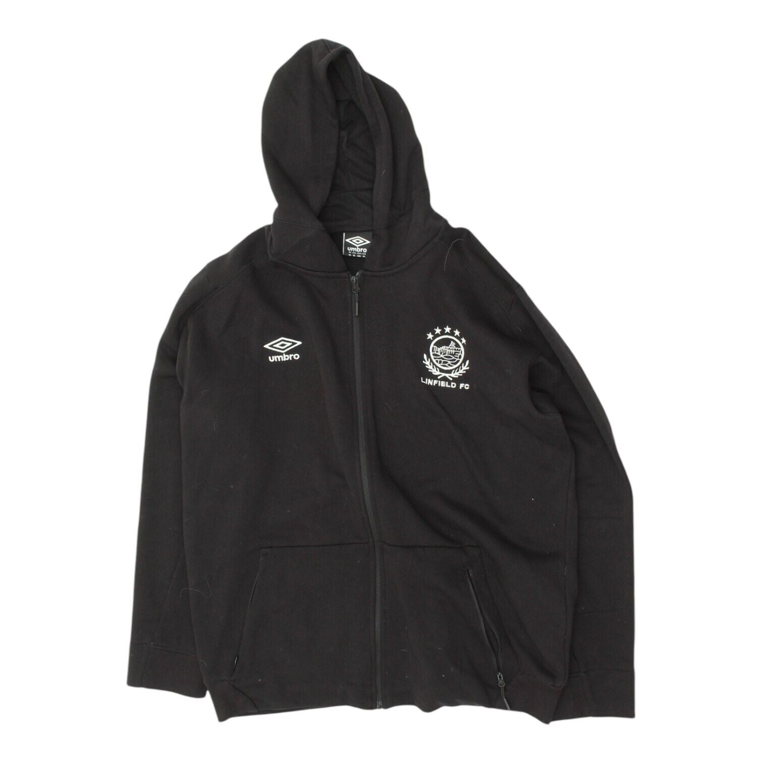 Linfield FC Mens Black Full Zip Umbro Hoodie Northern Irish Football Hoody
