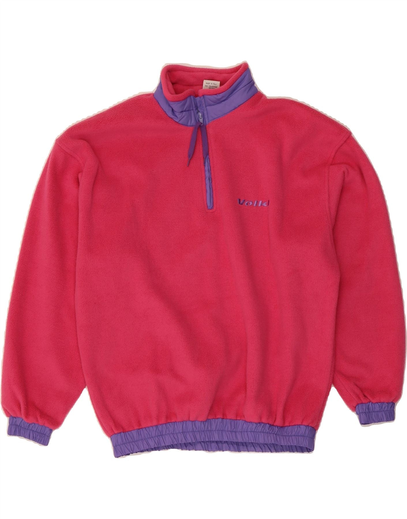 VOLKL Mens Zip Neck Fleece Jumper Small Pink Polyester – Messina Hembry