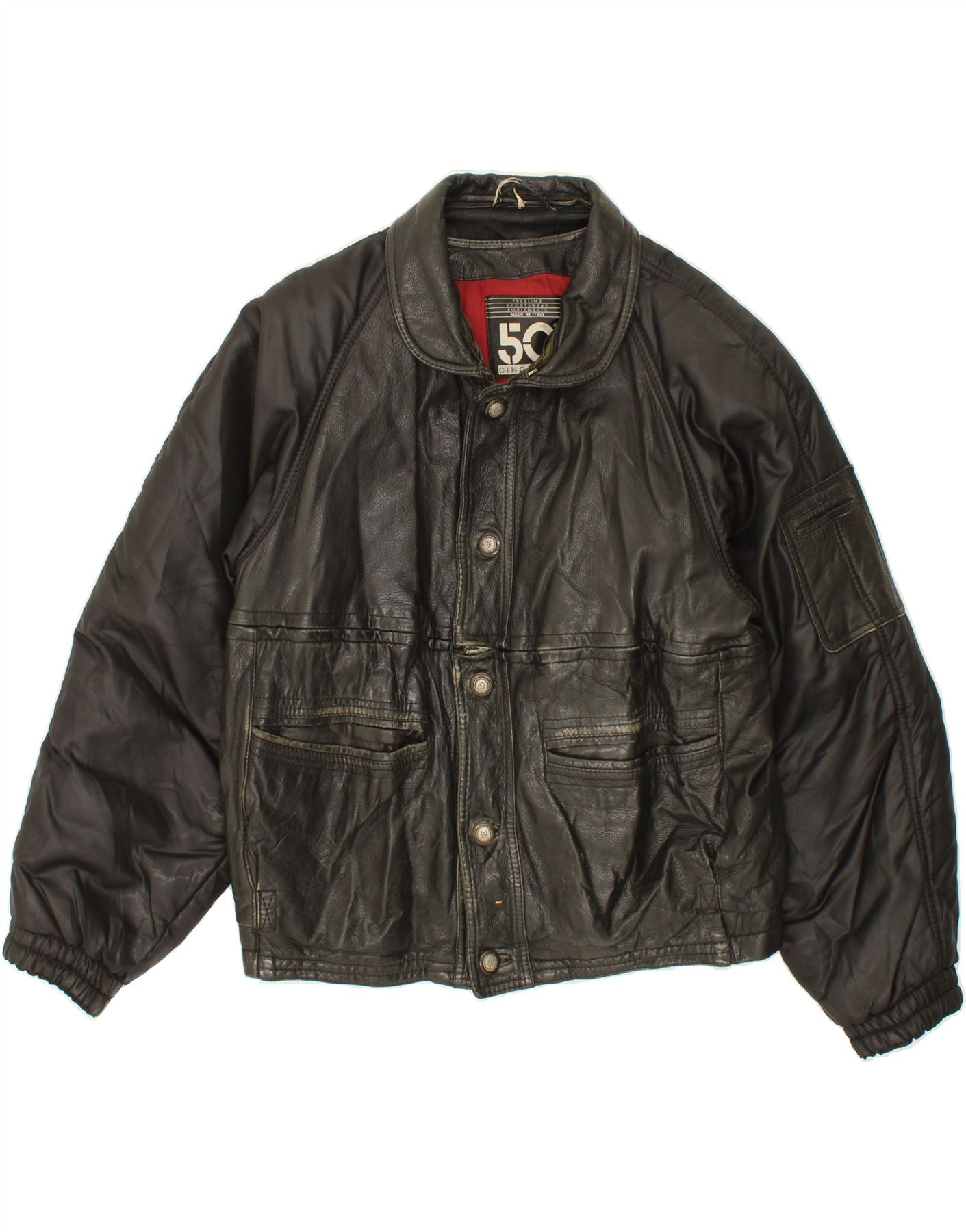 50 CINQUANTA Mens Leather Jacket IT 54 2XL Black Leather – Messina Hembry