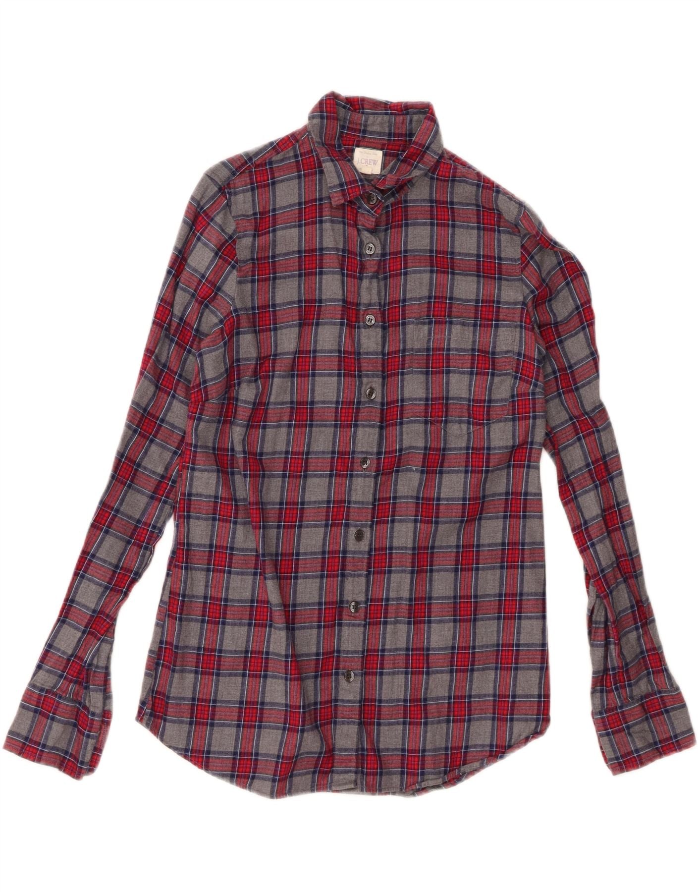 J. Crew Womens Flannel Shirt UK 6 XS Grey Check Cotton Classic ...