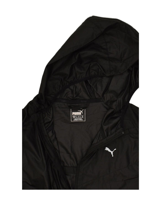PUMA Womens Hooded Rain Jacket UK 16 Large Black Vintage Second Hand Clothing Online Messina Hembry