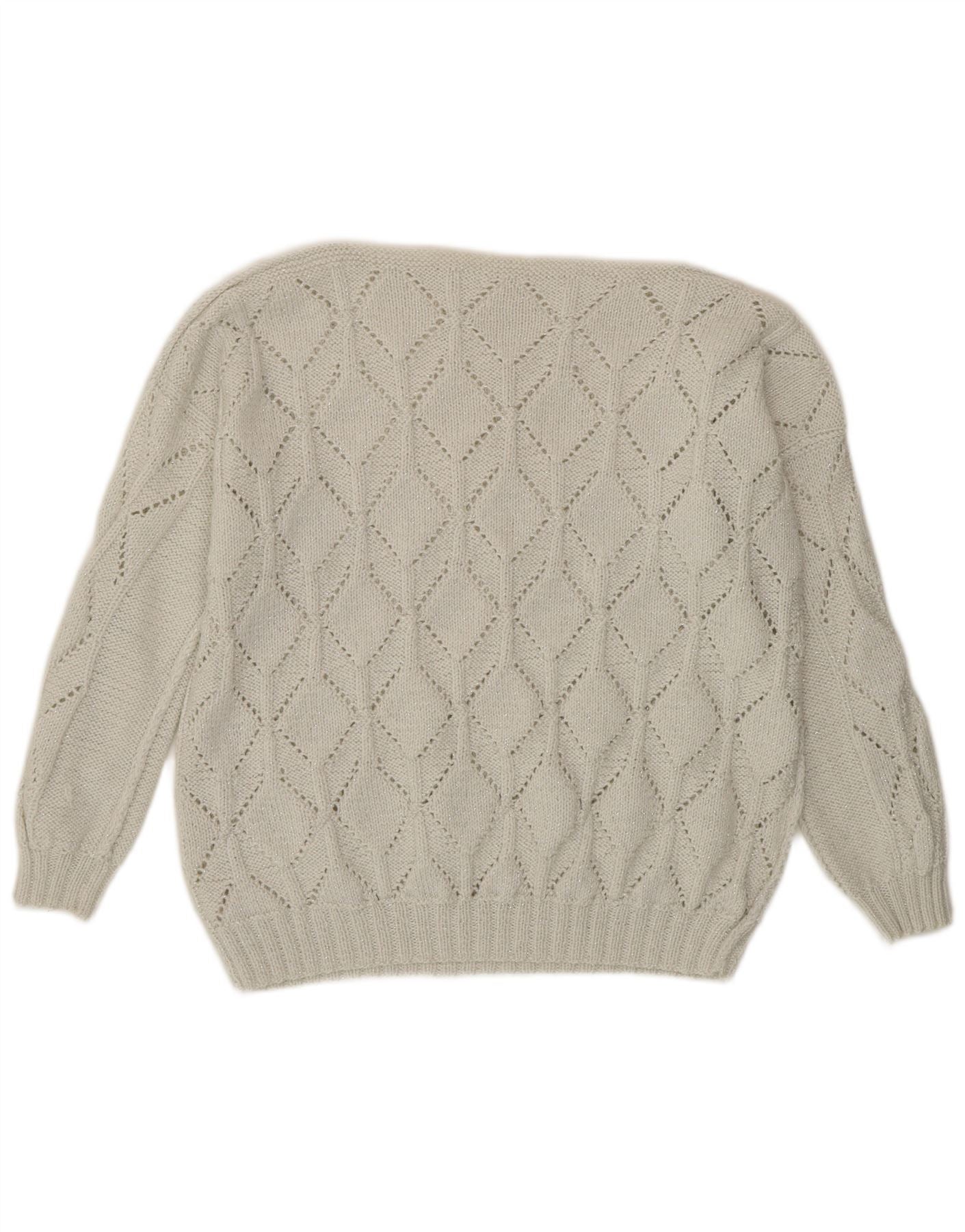 VINTAGE Womens Boat Neck Jumper Sweater UK 18 XL Off White – Messina Hembry