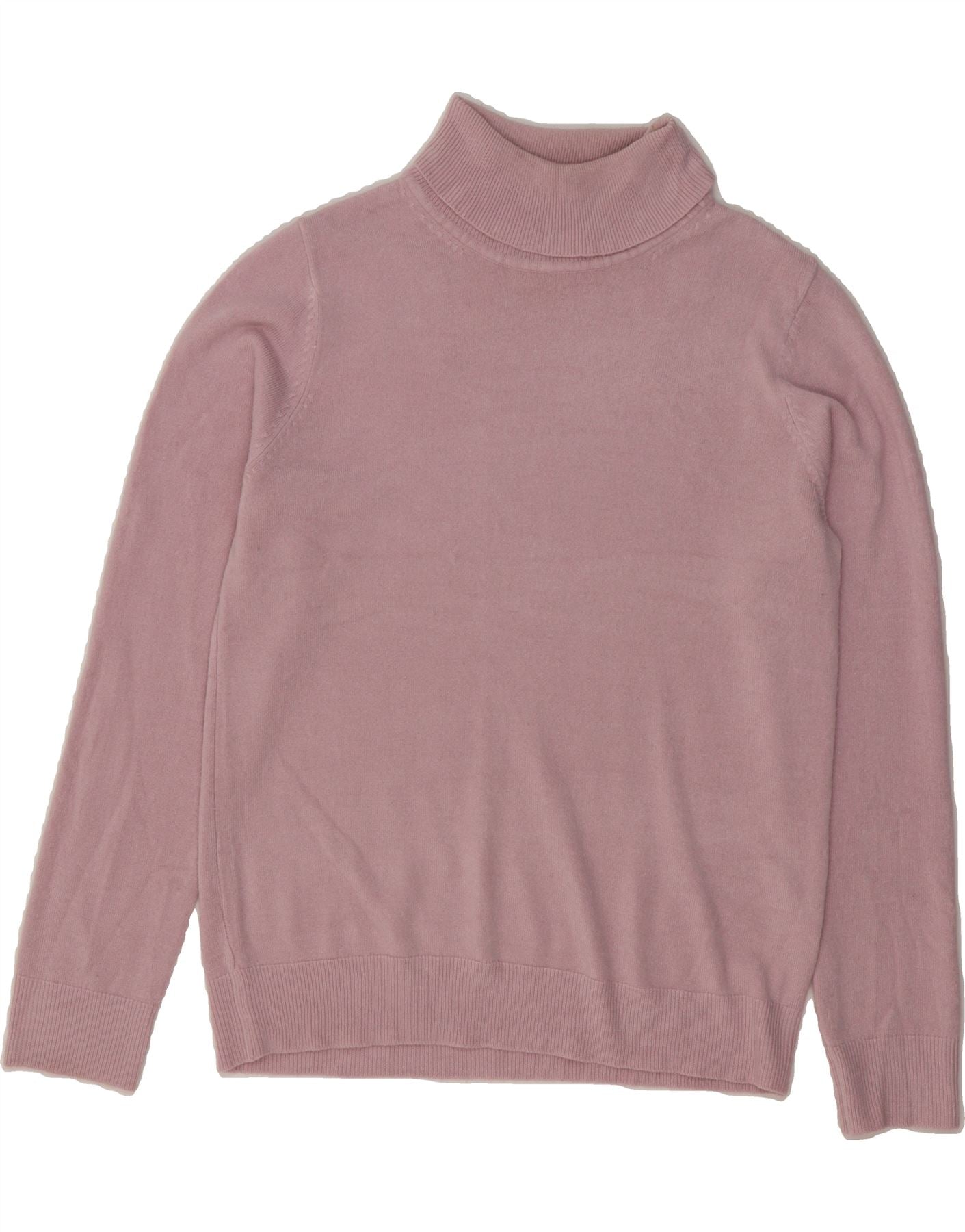 MARKS & SPENCER Womens Roll Neck Jumper Sweater UK 12 Medium Pink Acry ...