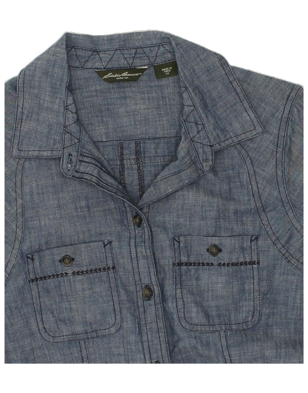 EDDIE BAUER Womens Shirt UK 6 XS Navy Blue Cotton – Messina Hembry