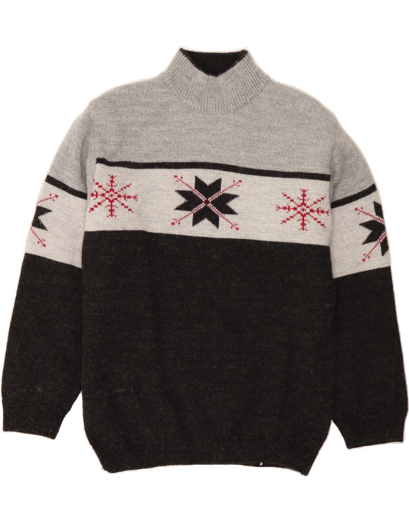 MARC KOSTNER Mens Turtle Neck Jumper Sweater Medium Grey Fair Isle ...