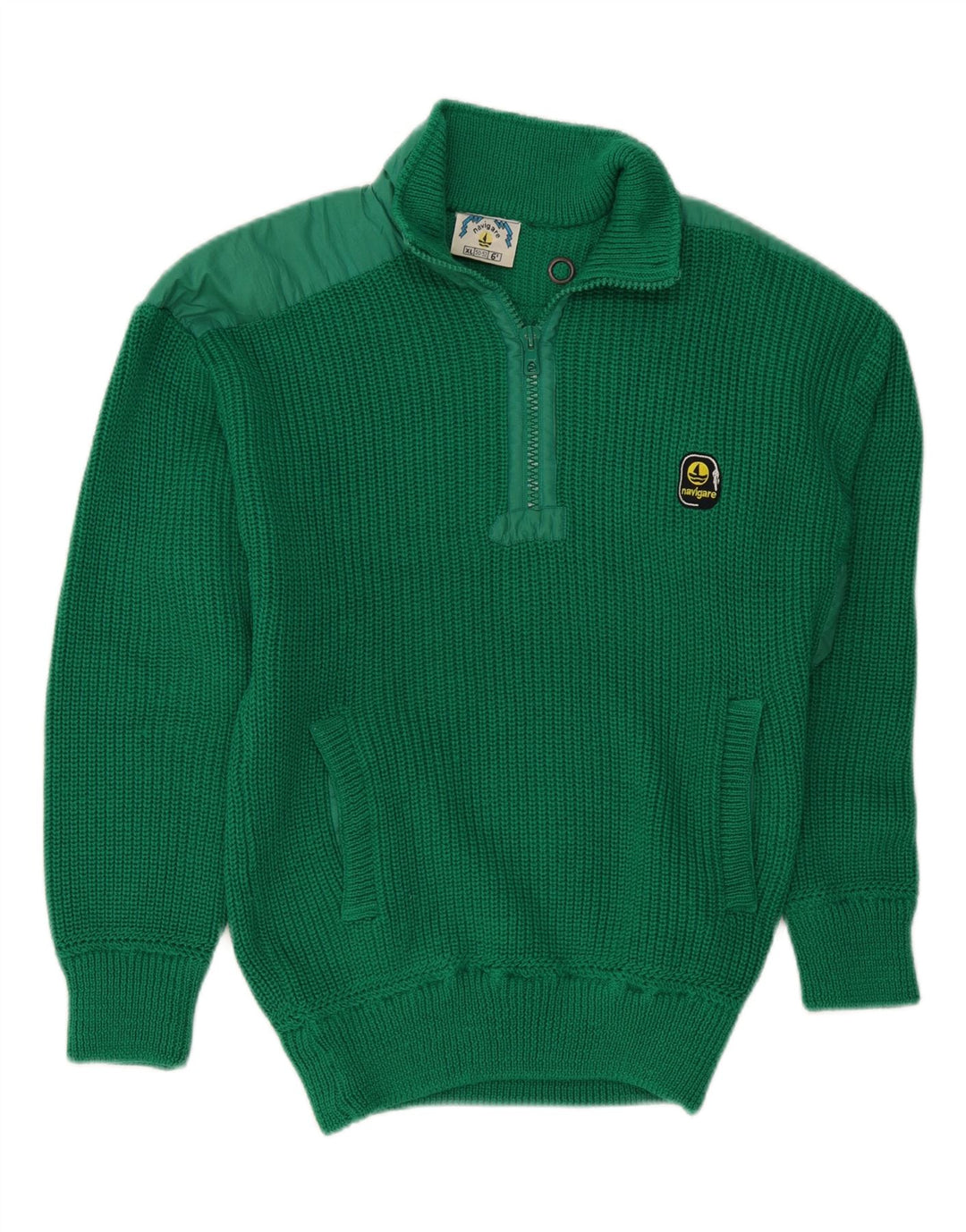 NAVIGARE Womens Zip Neck Jumper Sweater IT 50/52 XL Green Wool ...